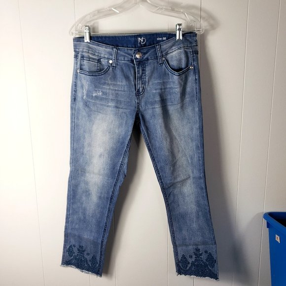 new directions | Jeans | New Directions Embroidered Raw Hem Crop Jeans ...
